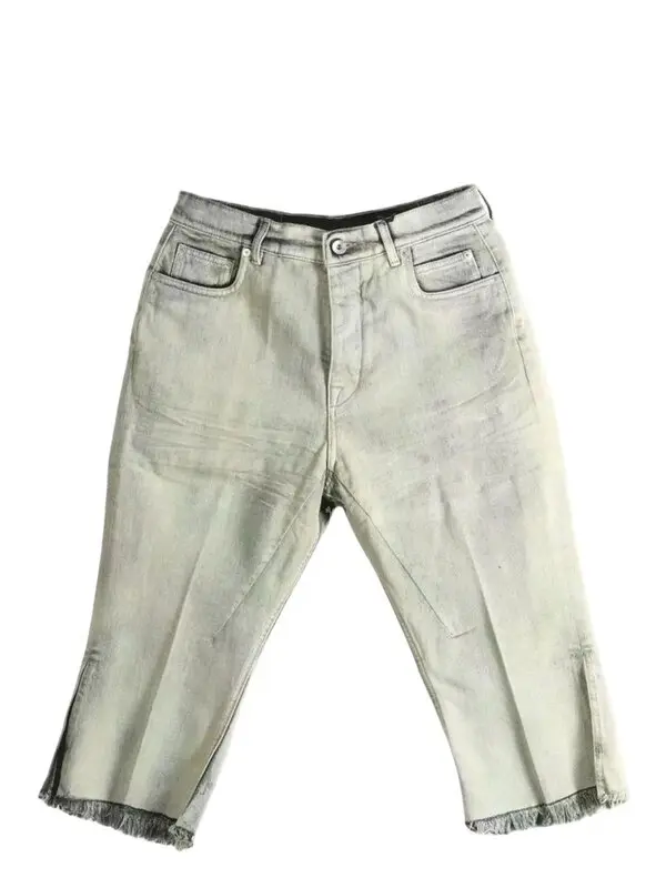 Rick Owens Bolan Cropped Frayed-hem Jeans - Grey