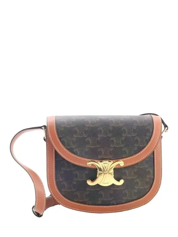 Celine Triomphe Coated Canvas Shoulder Bag - Brown