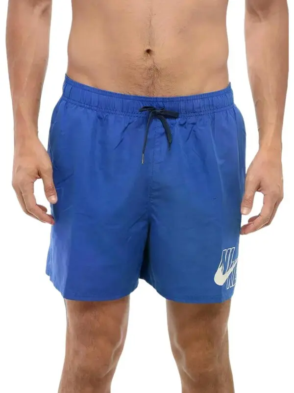 Nike Logo Print Swim Shorts - Blue