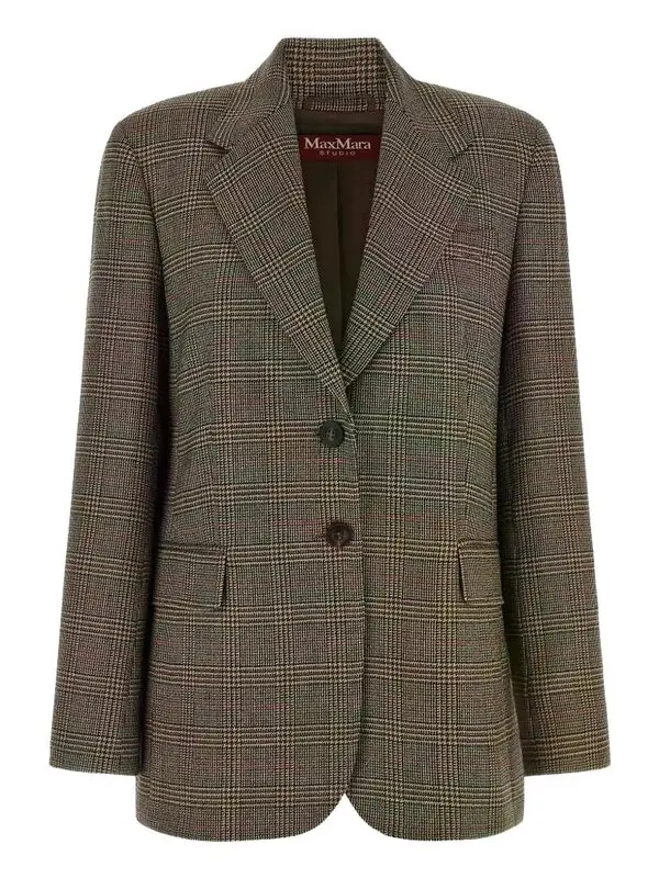 Max Mara Check-pattern Single-breasted Blazer - Brown