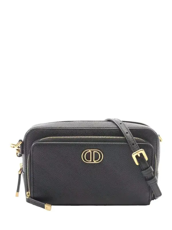 Dior Grained Calfskin Caro Double Pouch Crossbody Bag - Black