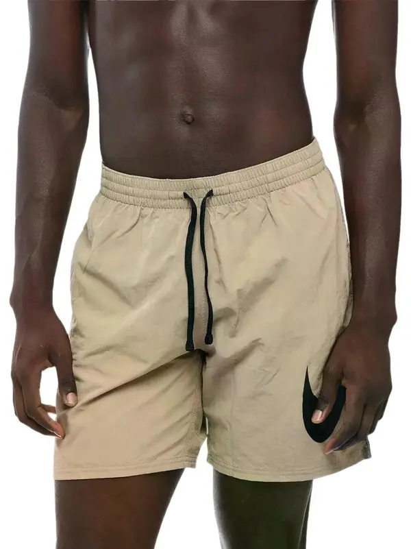 Nike Logo Print Drawstring Swim Shorts - Neutrals