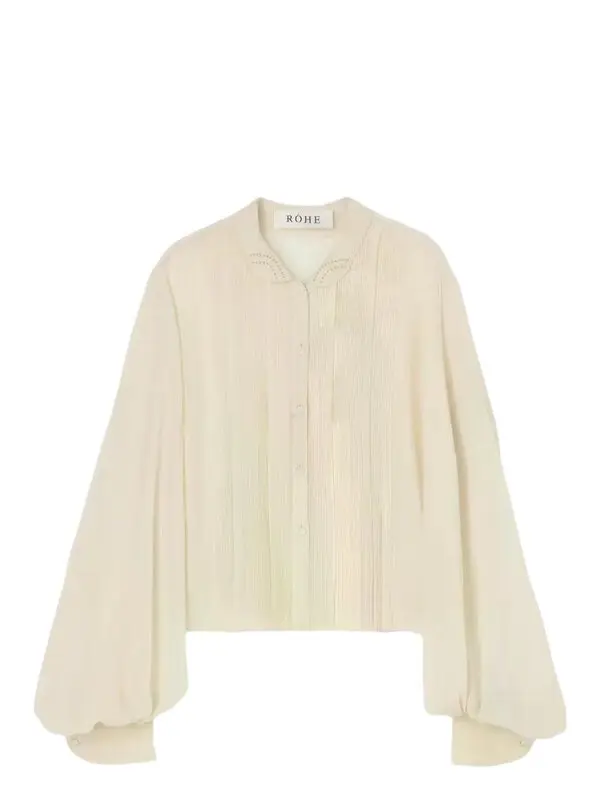 RÓHE Pleated Balloon Sleeve Shirt - Neutrals