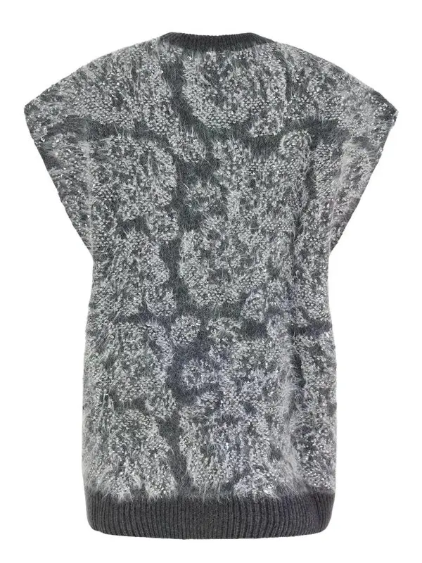 NUDE Abstract Jacquard Knit Vest - Grey