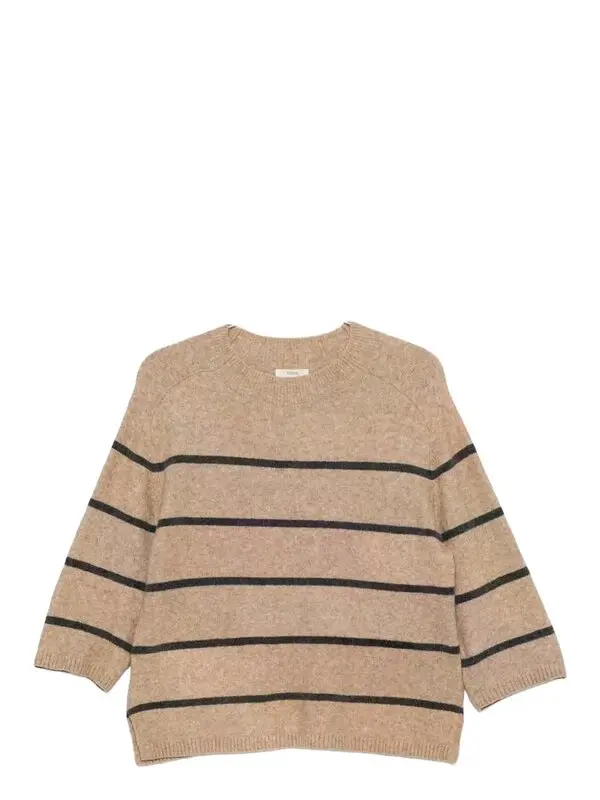 YERSE Striped Three-quarter Sleeve Sweater - Neutrals