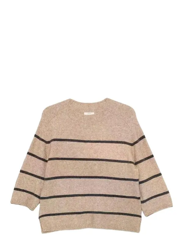 YERSE Striped Three-quarter Sleeve Sweater - Neutrals