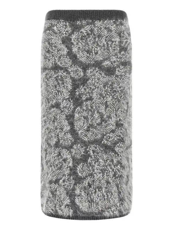 NUDE Jacquard-knit Midi Skirt - Grey