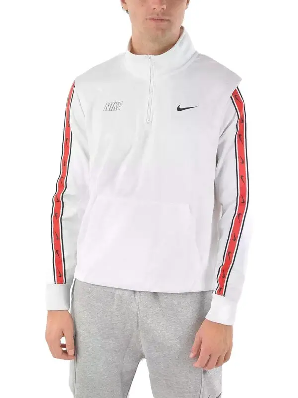 Nike Logo Tape Mock Neck Zip Sweatshirt - White