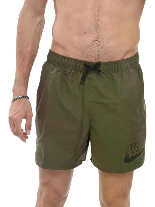 Nike Logo Print Swim Shorts - Brown