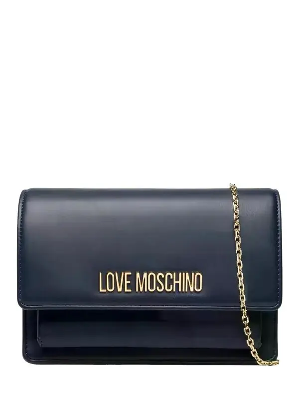 Moschino Logo Plaque Chain Strap Clutch Bag - Blue