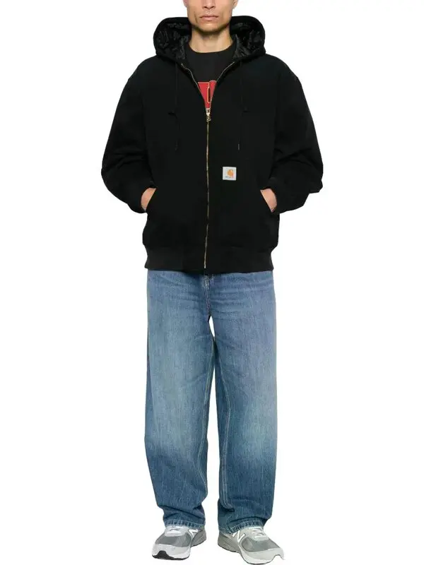 Carhartt Work In Progress Single Knee Logo-patch Jeans - Blue