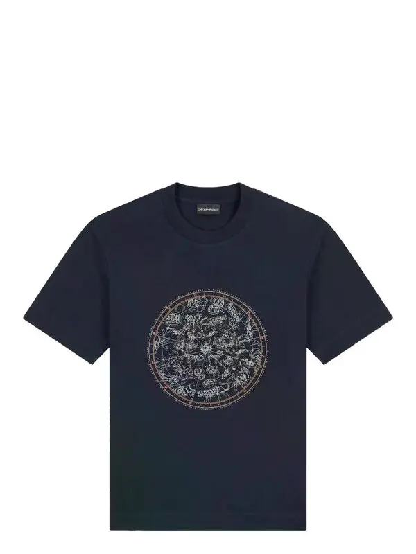 Emporio Armani Graphic-print Cotton T-shirt - Blue
