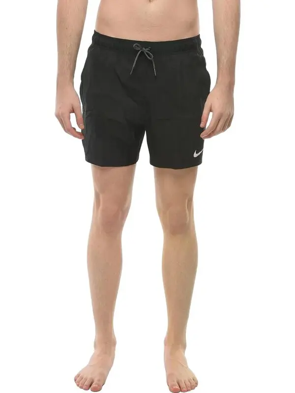 Nike Logo Print Swim Shorts - Black