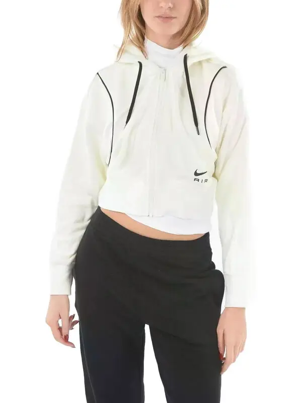 Nike Logo Print Cropped Hoodie - Neutrals