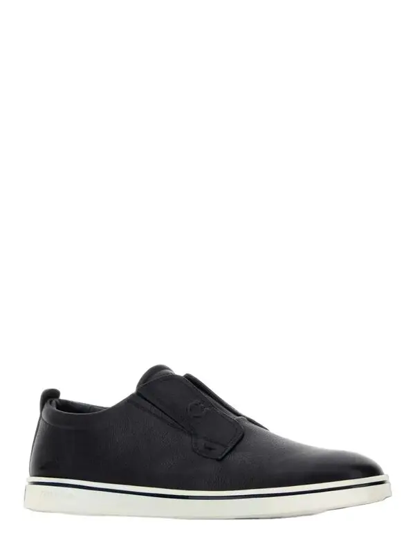 FERRAGAMO Derby Slip-on Shoes In Hammered Calfskin - Black