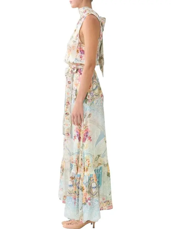 Camilla Floral Print Silk Maxi Dress - Neutrals