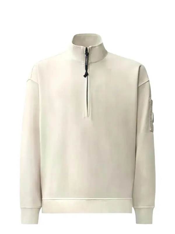 C.P. COMPANY Brushed And Emerized Diagonal Fleece Half-zip Sweatshirt - Neutrals