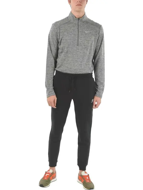 CONVERSE Logo Embroidered Cotton Track Pants - Black