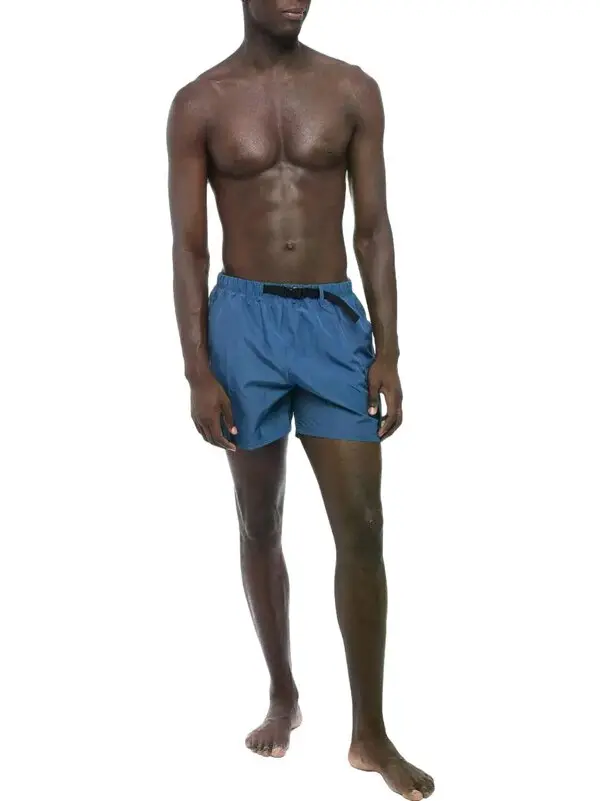Nike Logo Print Belted Swim Shorts - Blue