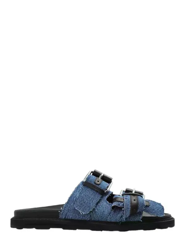 Moschino Buckled Denim Sandals - Blue