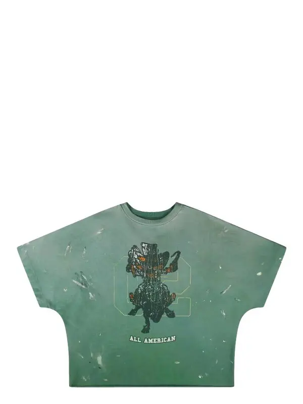 SECND SLF Graphic-print Paint-splatter T-shirt - Green