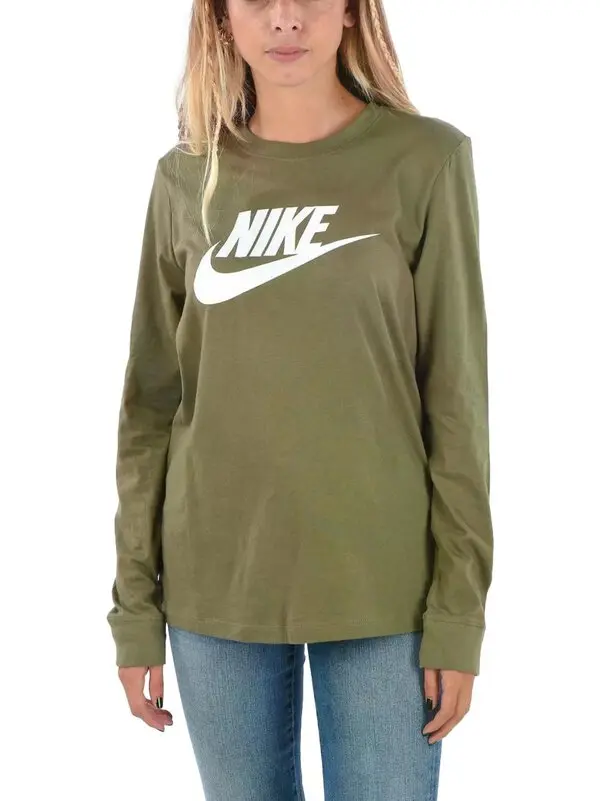 Nike Logo Print Long Sleeve T-shirt - Green