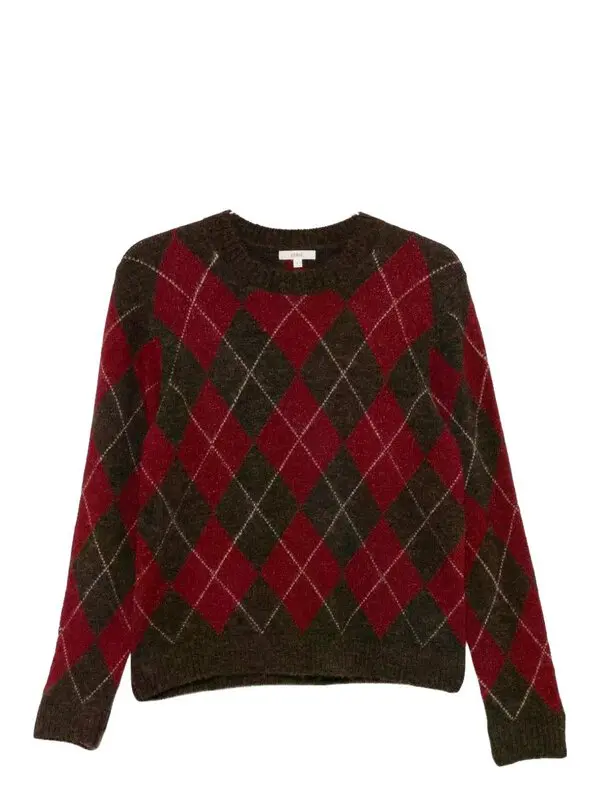 YERSE Argyle Knit Sweater - Brown