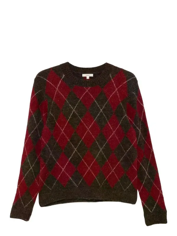 YERSE Argyle Knit Sweater - Brown