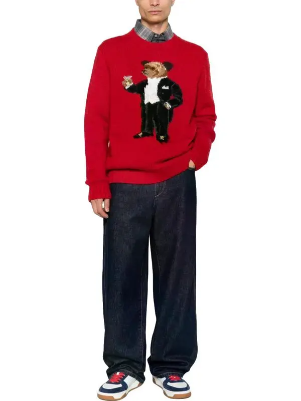 Polo Ralph Lauren Polo Bear Intarsia-knit Sweater - Red