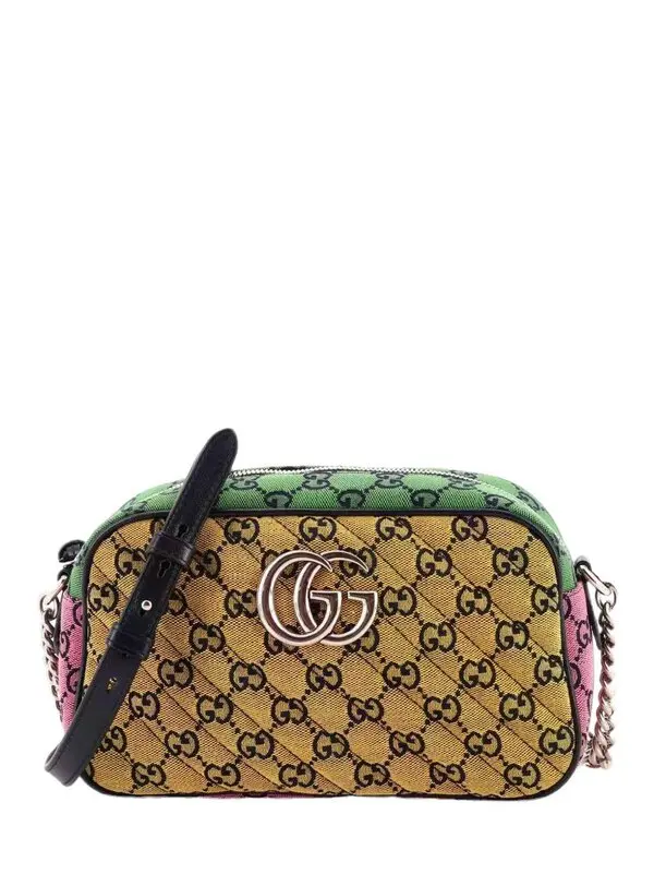 Gucci Gg Marmont Diagonal Quilted Gg Canvas Small Crossbody Bag - Multicolour