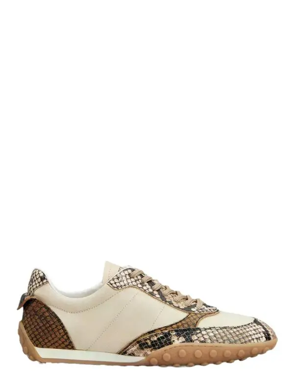 TOD'S Paneled Snakeskin-effect Lace-up Sneakers - Neutrals