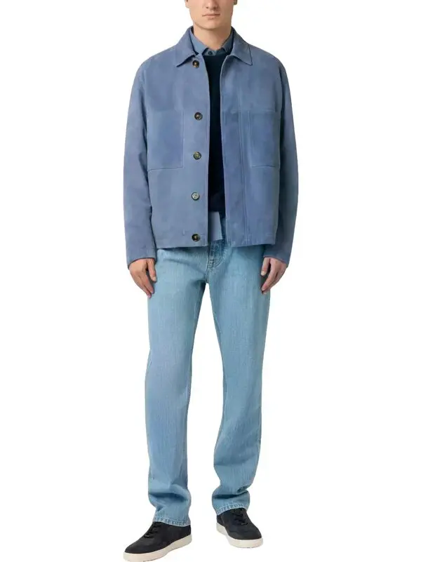 TOD'S Suede Jacket With T-stitching - Blue