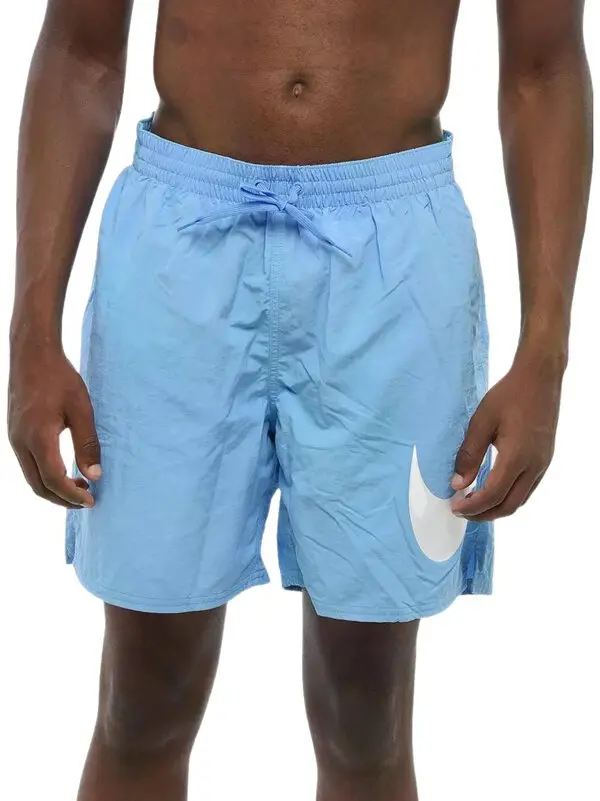 Nike Logo Print Drawstring Swim Shorts - Blue
