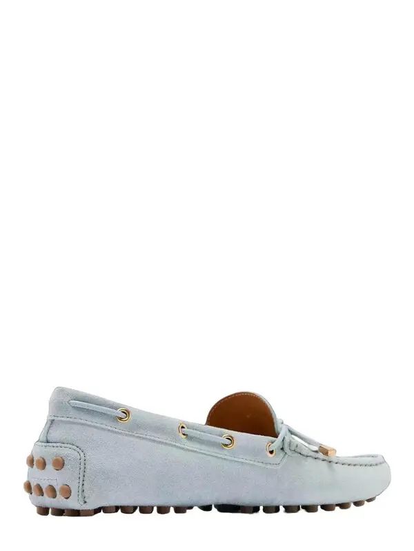 TOD'S Suede Gommino Loafers With Woven Tie - Blue