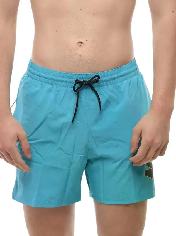 Nike Logo Print Swim Trunks - Blue