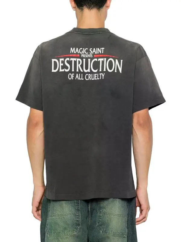 SAINT MXXXXXX Graphic Print T-shirt - Grey