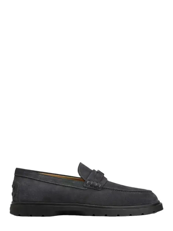 TOD'S Selleria T-bar Logo Plaque Suede Loafers - Grey