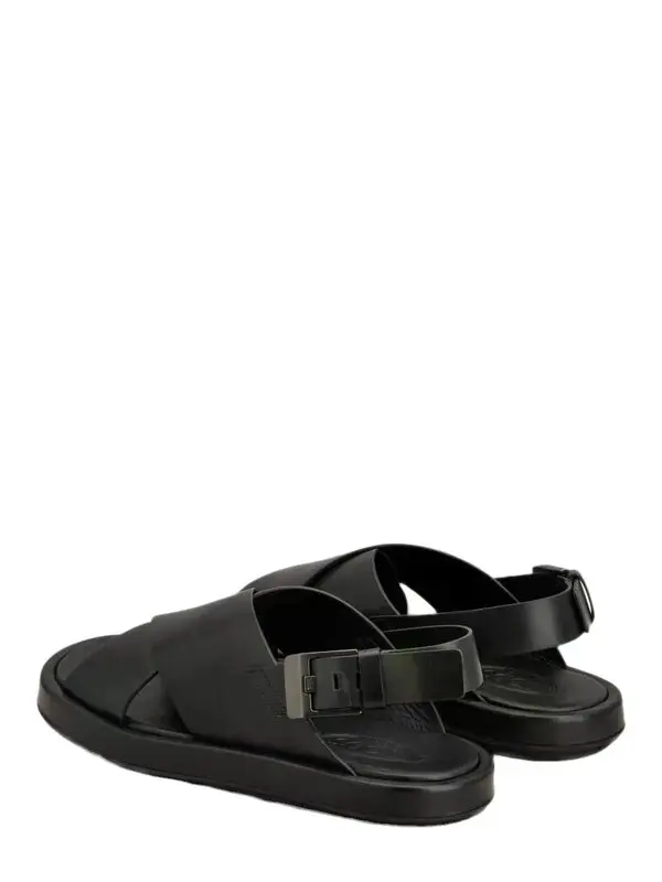 TOD'S Leather Sandals With Buckle Ankle Strap - Black