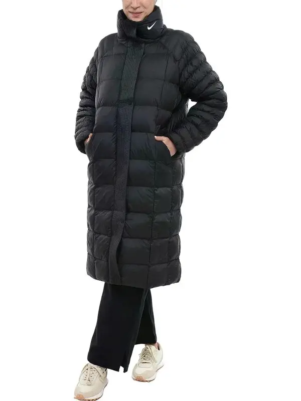 Nike Logo Detail Puffer Coat - Black