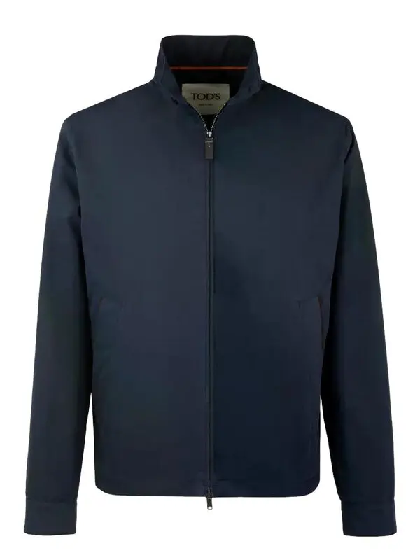 TOD'S Technical Cotton Jacket With Leather Accents - Blue