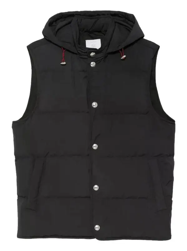 Eleventy Hooded Quilted Gilet - Black