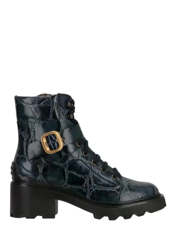 TOD'S Crocodile-effect Ankle Boots - Blue