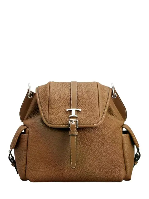 TOD'S T Timeless Pebbled Leather Backpack - Brown