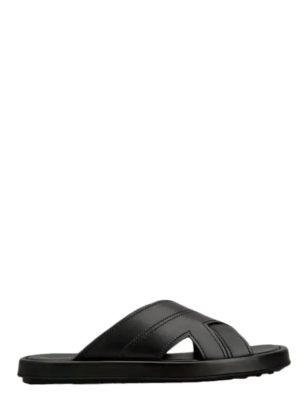TOD'S Leather Sandals With Embossed Outsole - Black