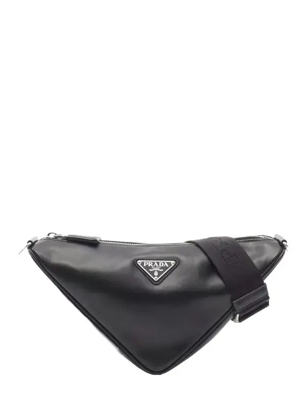 Prada Leather Triangle Crossbody Bag - Black