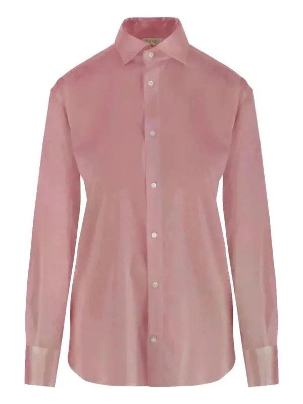 HER SHIRT Satin-finish Long-sleeve Shirt - Pink
