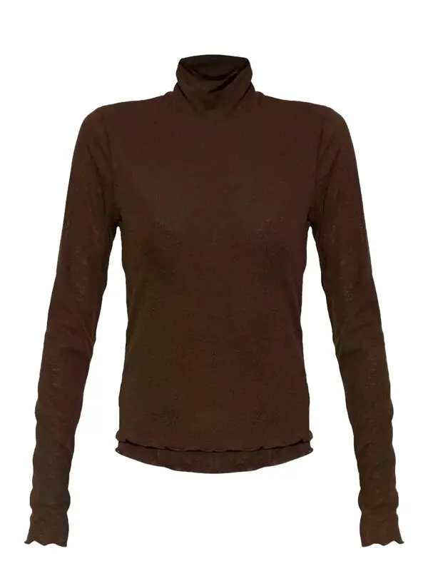 GANNI Marl Mesh Turtleneck - Brown