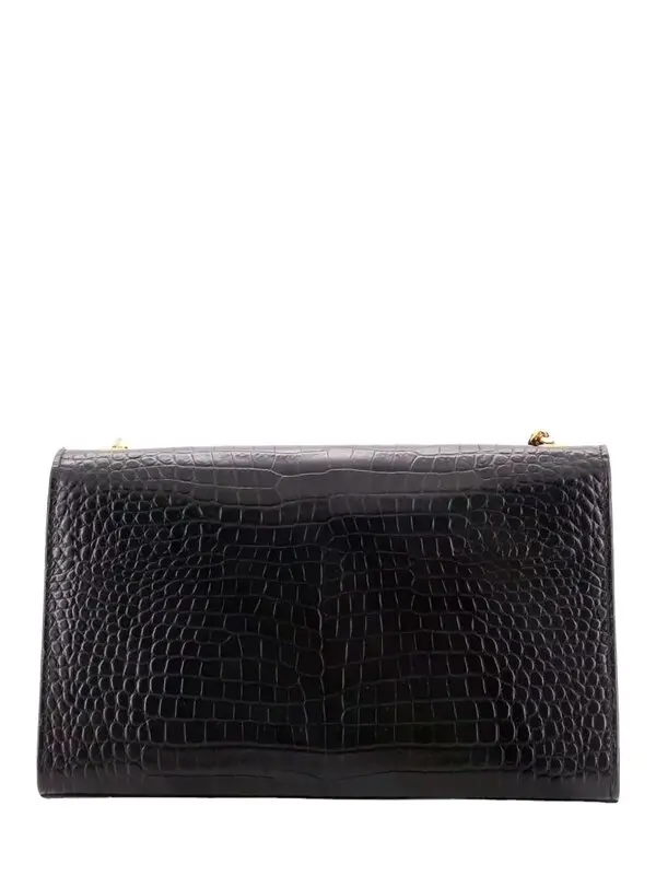 Saint Laurent Monogram Tassel Crocodile Embossed Leather Bag - Black