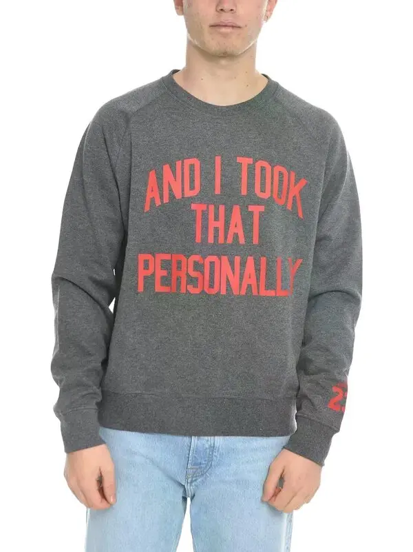 SCRIMMAGE Raglan Sleeve Logo Print Sweater - Grey