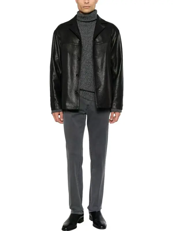 Stefano Ricci Logo Plaque Straight Leg Trousers - Grey